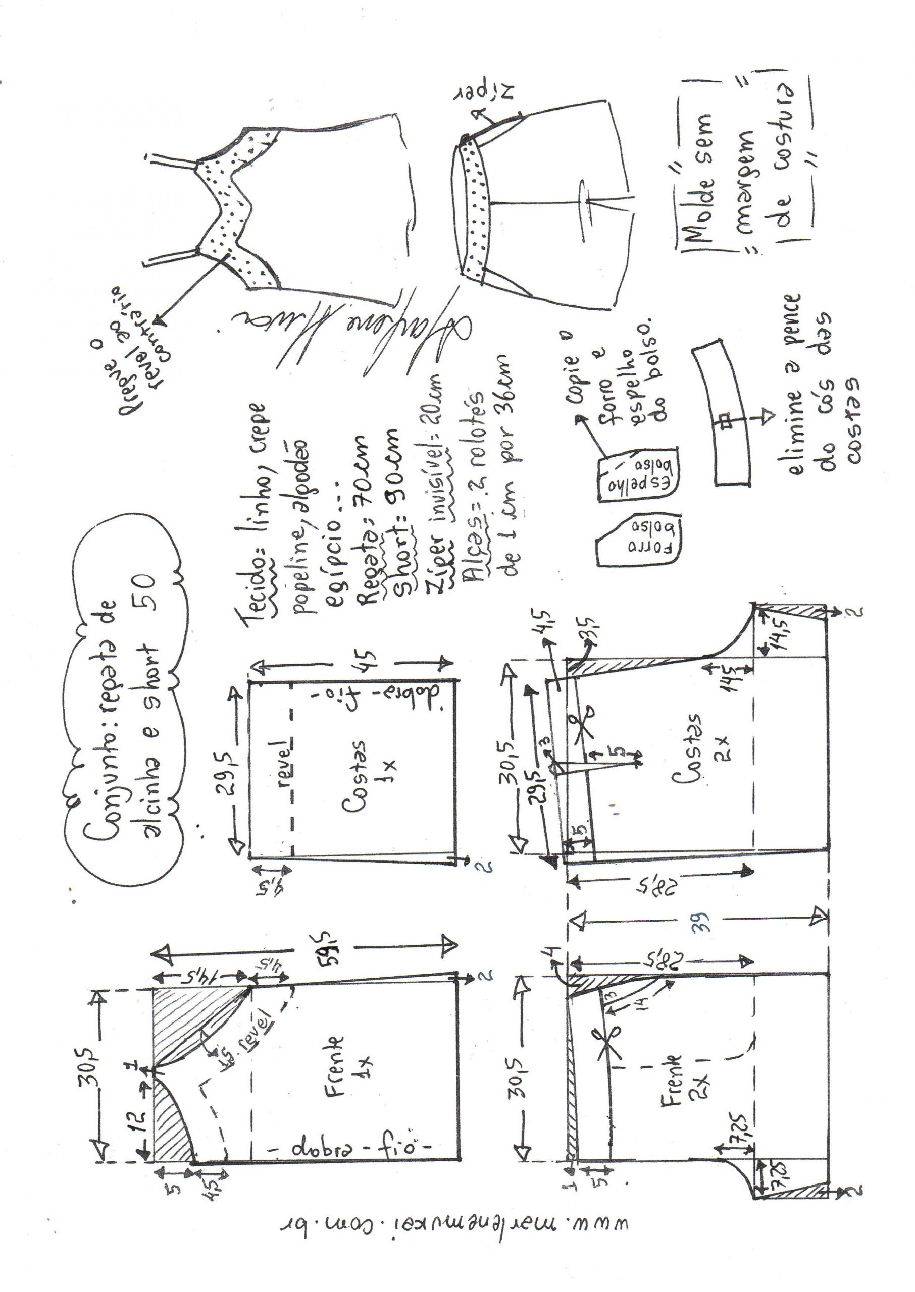 Conjunto short cós anatômico e regata de alcinha - Marlene Mukai